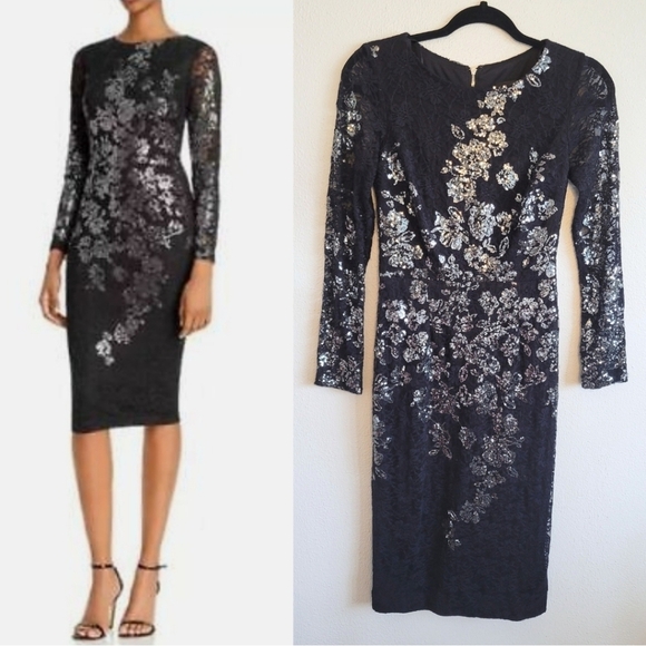 Avery G | Dresses | Avery G Black Lace Metallic Sequin Witchy ...